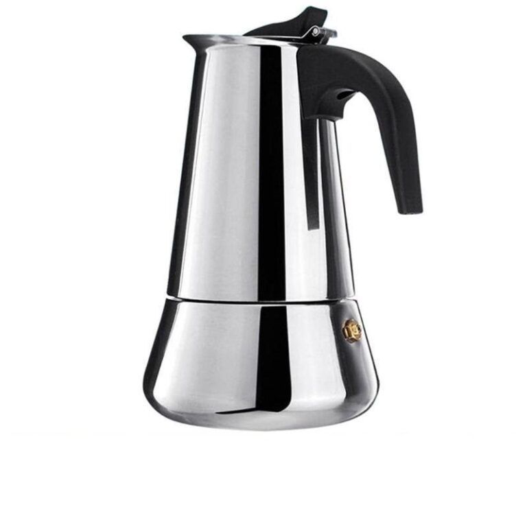 Cafetera italiana metálica grande de diseño moderno en acero inoxidable ...