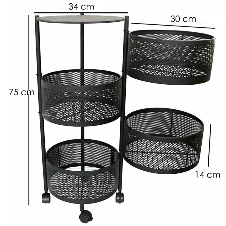 Estante Giratorio para Almacenamiento Redondo con Ruedas 4 Niveles ...